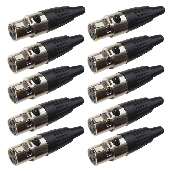 10x TA3F 3 Pin Mini XLR Connector Plug Female Socket For Microphone Au ...