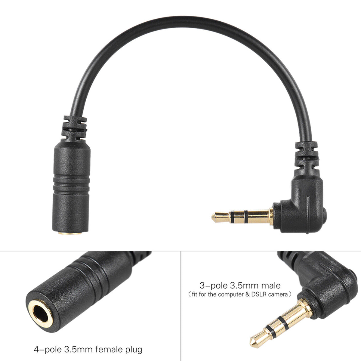 TRRS 4 Pole Female Jack To TRS 3 Pole Male 3.5mm Headset Microphone Ad ...