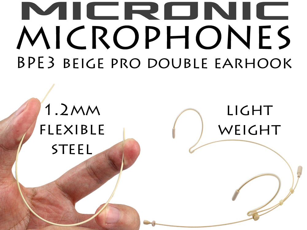 Beige Double Ear Hook Microphone for Audio Technica 4 Pin Hirose Radio ...