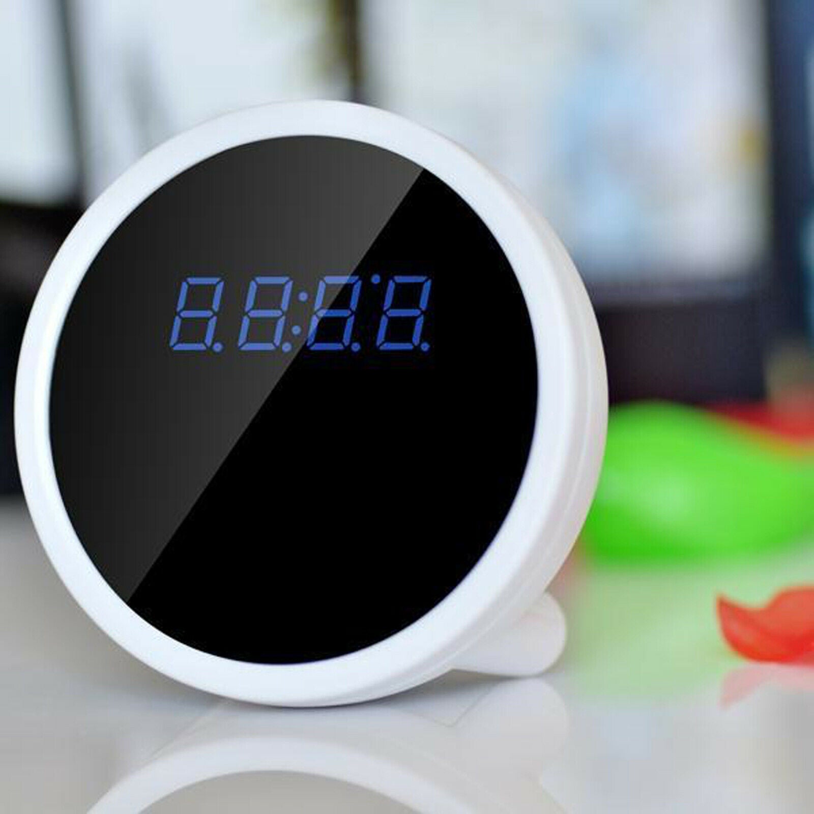 Wireless Wi-Fi HD 1080p Video Camera Alarm Clock for iPhone Android Ap ...